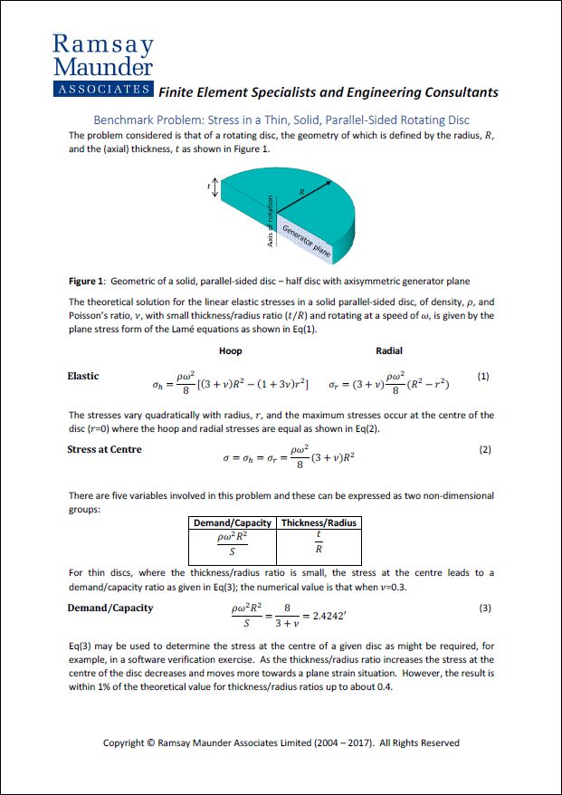 Stress in Thin, Parallel-Sided Rotating Discs