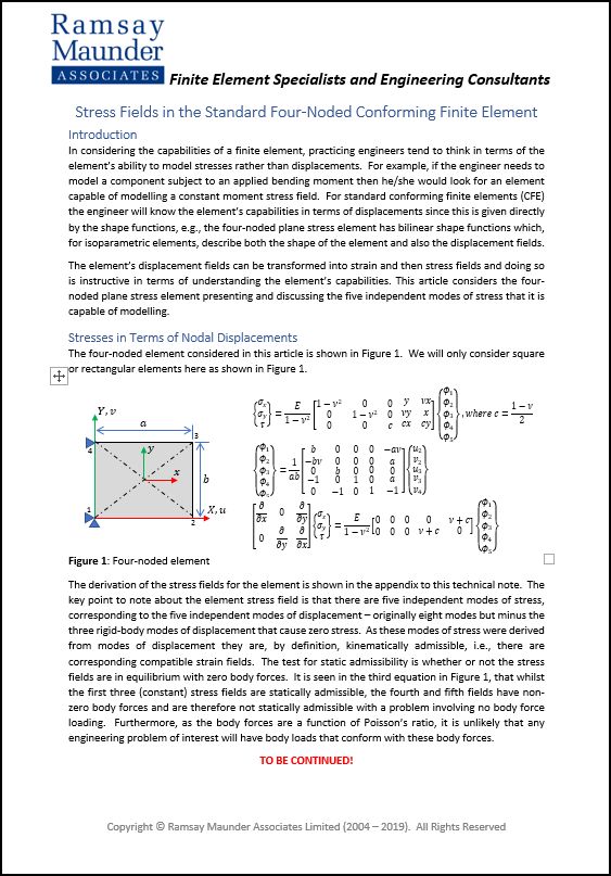 Stress Fields In The Standard Four Noded Conforming Finite Element
